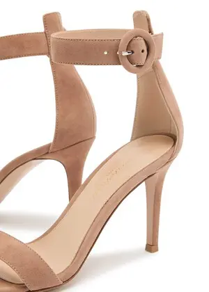GIANVITO ROSSI Portofino 85 Suede Sandals - Nude