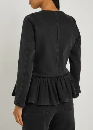 LIBEROWE Peplum Denim Jacket - Black