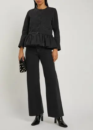 LIBEROWE Peplum Denim Jacket - Black