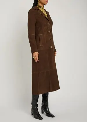 Rixo Astrea Suede Coat - Brown