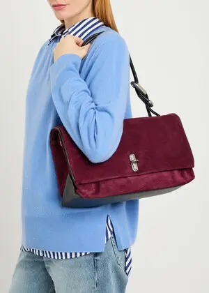 Marc Jacobs Large Dual Suede Shoulder Bag - Plum