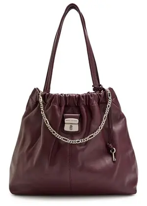 Marc Jacobs Leather Tote Bag With Chain Embellishment - Plum