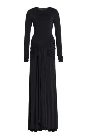 SEV Knotted Knit-jersey Maxi Gown - Black