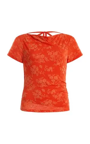 SIR. Floral Jacquard Blanca Top - Orange