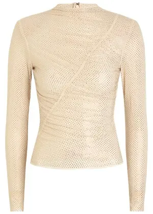 SELF-PORTRAIT Crystal-embellished Mesh Top