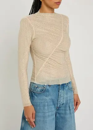 SELF-PORTRAIT Crystal-embellished Mesh Top