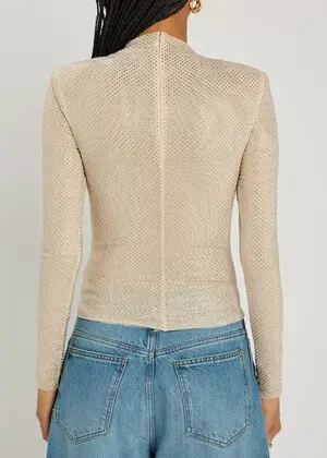 SELF-PORTRAIT Crystal-embellished Mesh Top