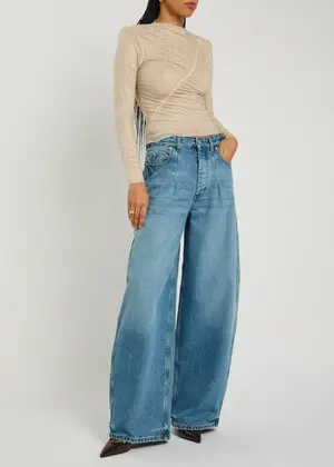 SELF-PORTRAIT Crystal-embellished Mesh Top