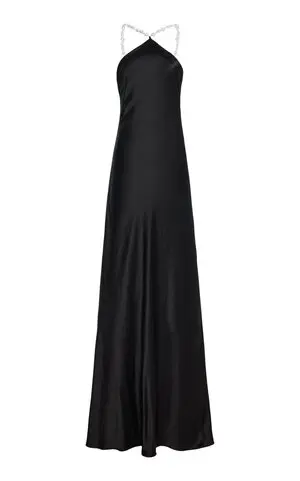 Staud Cadence Beaded Maxi Slip Dress - Black