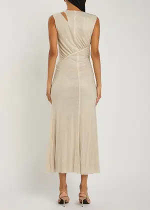 SELF-PORTRAIT Crystal-embellished Mesh Midi Dress - Ivory