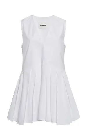 JIL SANDER Cotton Peplum Top - White
