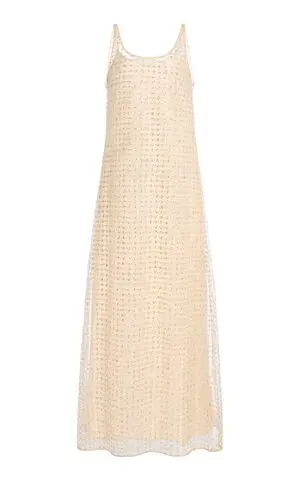 STAUD Aurielle Beaded Tulle Maxi Dress