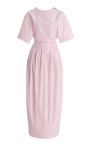 Staud Michelina Pleated Shell Midi Dress - Pink