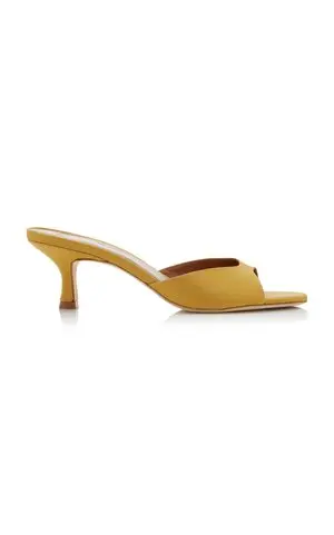 Staud Brigitte Satin Mules Yellow