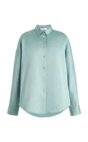 Proenza Schouler White Label Caroline Crinkled Crepe Shirt - Blue