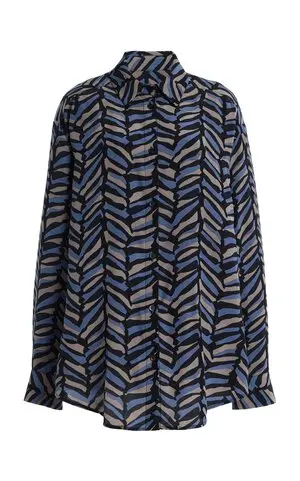 Matteau Silk Crepe De Chine Shirt - Blue