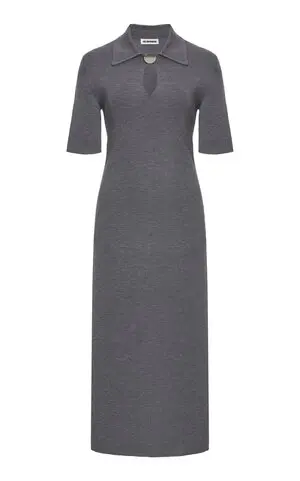 JIL SANDER Virgin Wool Polo Dress - Grey