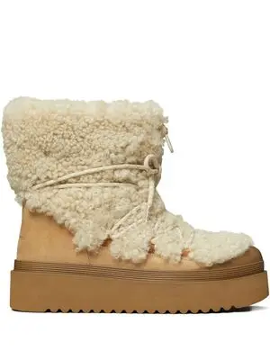 Tory Burch Mellow Shearling Boots - Beige