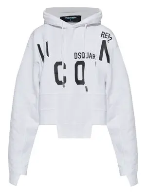 Dsquared2 Cotton Cropped Hoodie - White