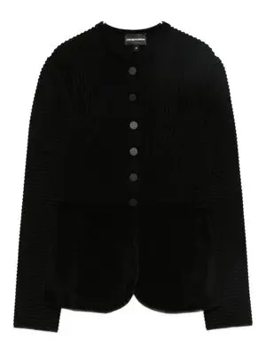 Emporio Armani Buttoned Crewneck Jacket - Black