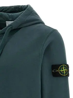 Stone Island Logo Badge Hoodie - Green