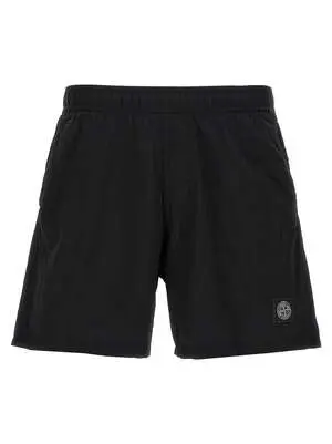 Stone Island Logo Patch Swim Shorts - Black