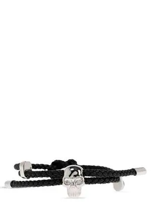 Alexander McQueen Braided Bracelet With Silver Skull Pendant
