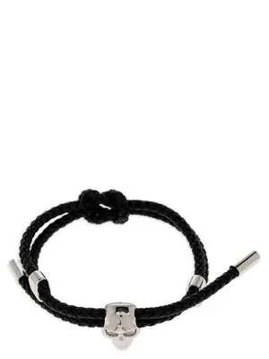 Alexander McQueen Braided Bracelet With Silver Skull Pendant