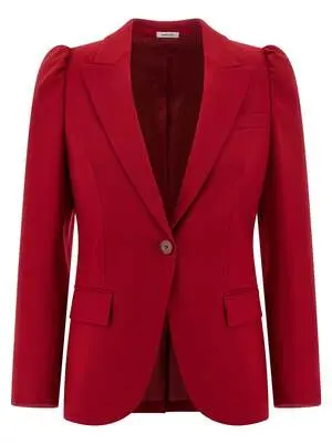 Alexander McQueen Single-breasted Grain De Poudre Blazer - Red