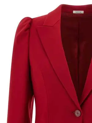 Alexander McQueen Single-breasted Grain De Poudre Blazer - Red