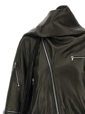 Rick Owens Cropped Scarf Flight Leather Jacket