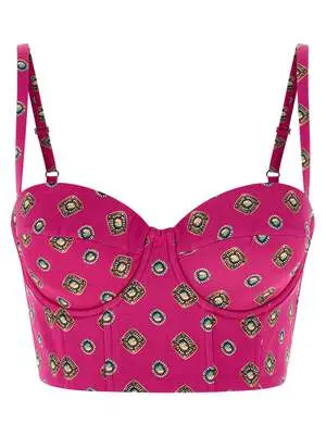 L'Agence Printed Silk Top - Fuchsia