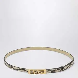 Valentino Garavani Volgo Signature Python Print Belt - Beige