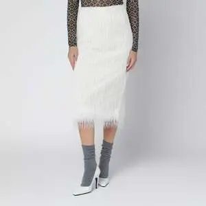 Dries Van Noten Midi Skirt With Fringes - White