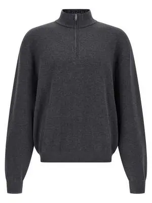 Balenciaga Half Zip Cotton Knit Sweater