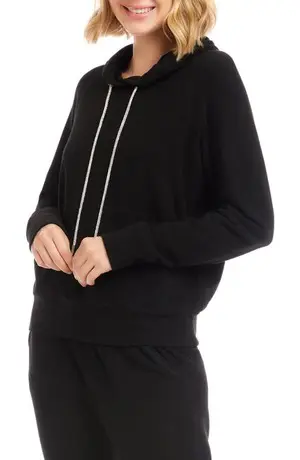 Karen Kane Rhinestone Drawstring Double Knit Hoodie