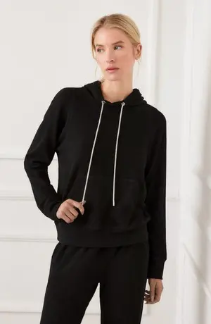 Karen Kane Rhinestone Drawstring Double Knit Hoodie