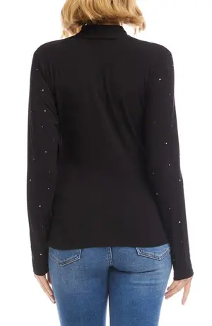 Karen Kane Rhinestone Faux Wrap Top