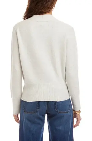 Karen Kane Sequin Embellished Wrap Sweater - Cream