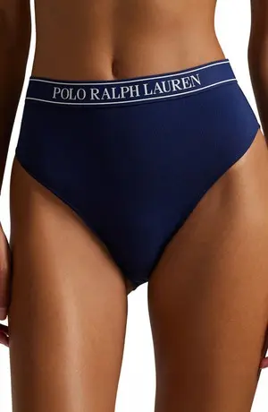 Polo Ralph Lauren Logo Band Assorted 3-pack High Waist Tangas - Navy/navy/navy