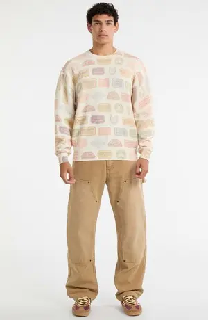 GUESS ORIGINALS Stamp Print Organic Cotton Sweater