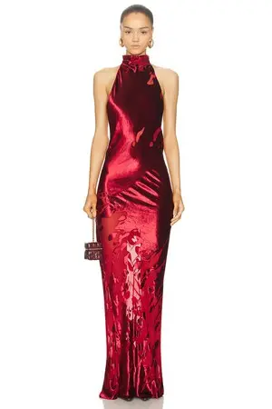 THE SEI Halter Bias Gown - Ruby