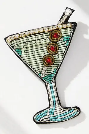 Anthropologie Beaded Icon Brooch - Dirty Martini