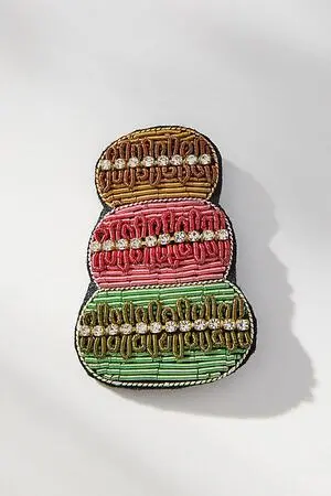 Anthropologie Beaded Icon Brooch Multi