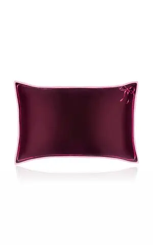 Slip Lace-trimmed Silk Pillowcase - Burgundy