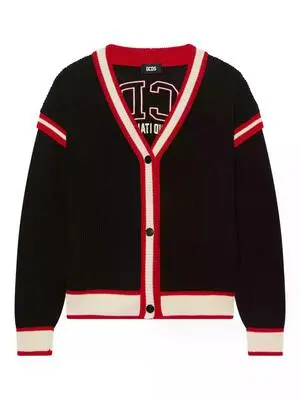 Gcds Logo-embroidered Cardigan - Black