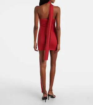 AYA MUSE Draped Silk-blend Jersey Minidress