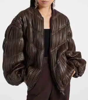 ROTATE BY BIRGER CHRISTENSEN Pleated Bomber Jacket
