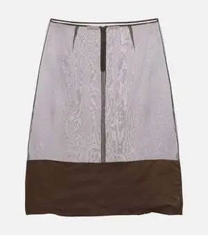 Calvin Klein Mabel Satin-trimmed Mesh Midi Skirt - Brown