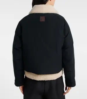 Loewe Shearling-trimmed Cotton-blend Jacket - Black